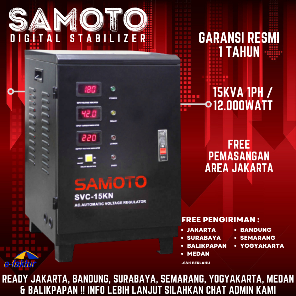 Jual VOLTAGE STABILIZER / AUTO VOLTAGE REGULATOR / AVR SAMOTO 15KVA ...