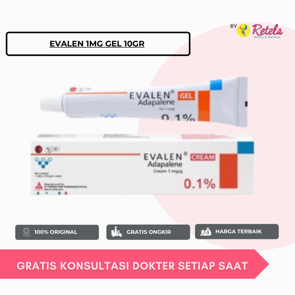 Jual EVALEN 1MG GEL 10GR / ADAPALENE / GEL UNTUK JERAWAT | Shopee Indonesia