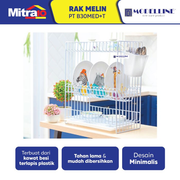 Jual Modeline Rak Piring 3 Susun Dan Tatakan B30MED+ Putih | Shopee ...