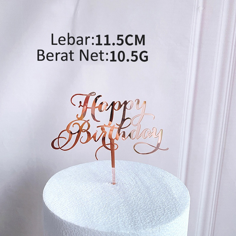 Jual Cake Topper Tulisan Happy Birthday Akrilik Dekorasi Kue Topper ...