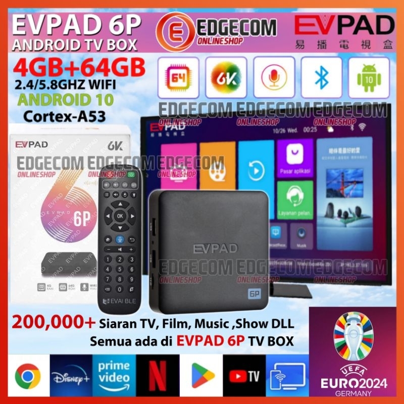Jual EVPAD 6P ANDROID SMART TV BOX 4K 4GB+64GB 6K ALL CHANNEL TV WIFI BT5.0 ANDROID 10 | Shopee ...