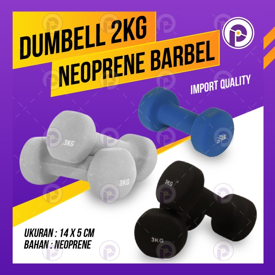 Jual Dumbell 3KG Neoprene Barbel Mini Dumble Warna Kecil Karet Dambel 3 ...