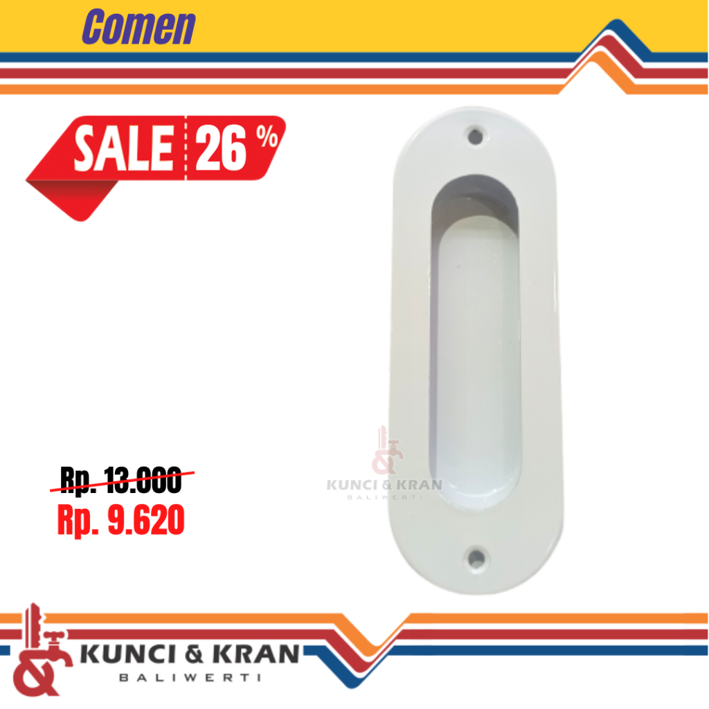 Jual Handle tanam pintu sliding 12cm oval white comen pintu geser putih ...