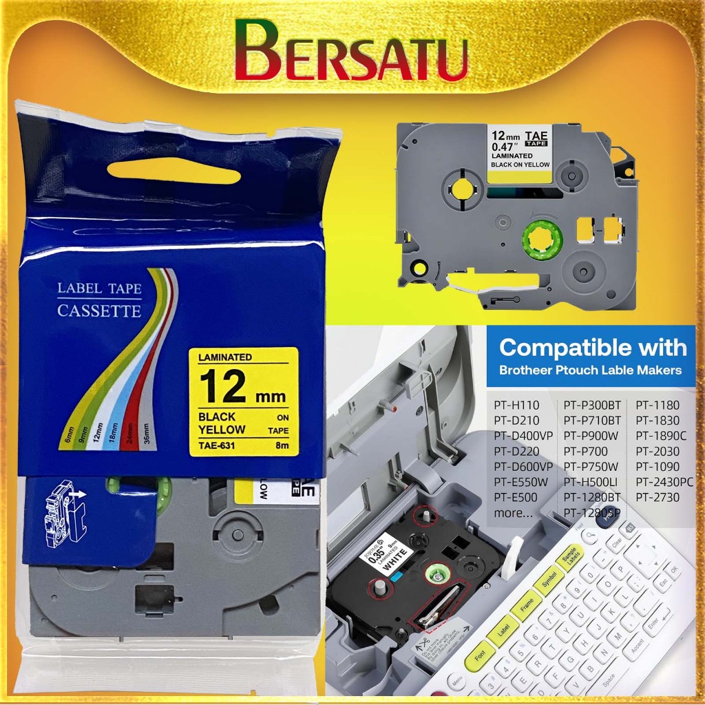 Jual Label Brother TZe Tape P-Touch Compatible Printer P Touch PT-D210 PT-H110 PT-E850TKW TZe ...