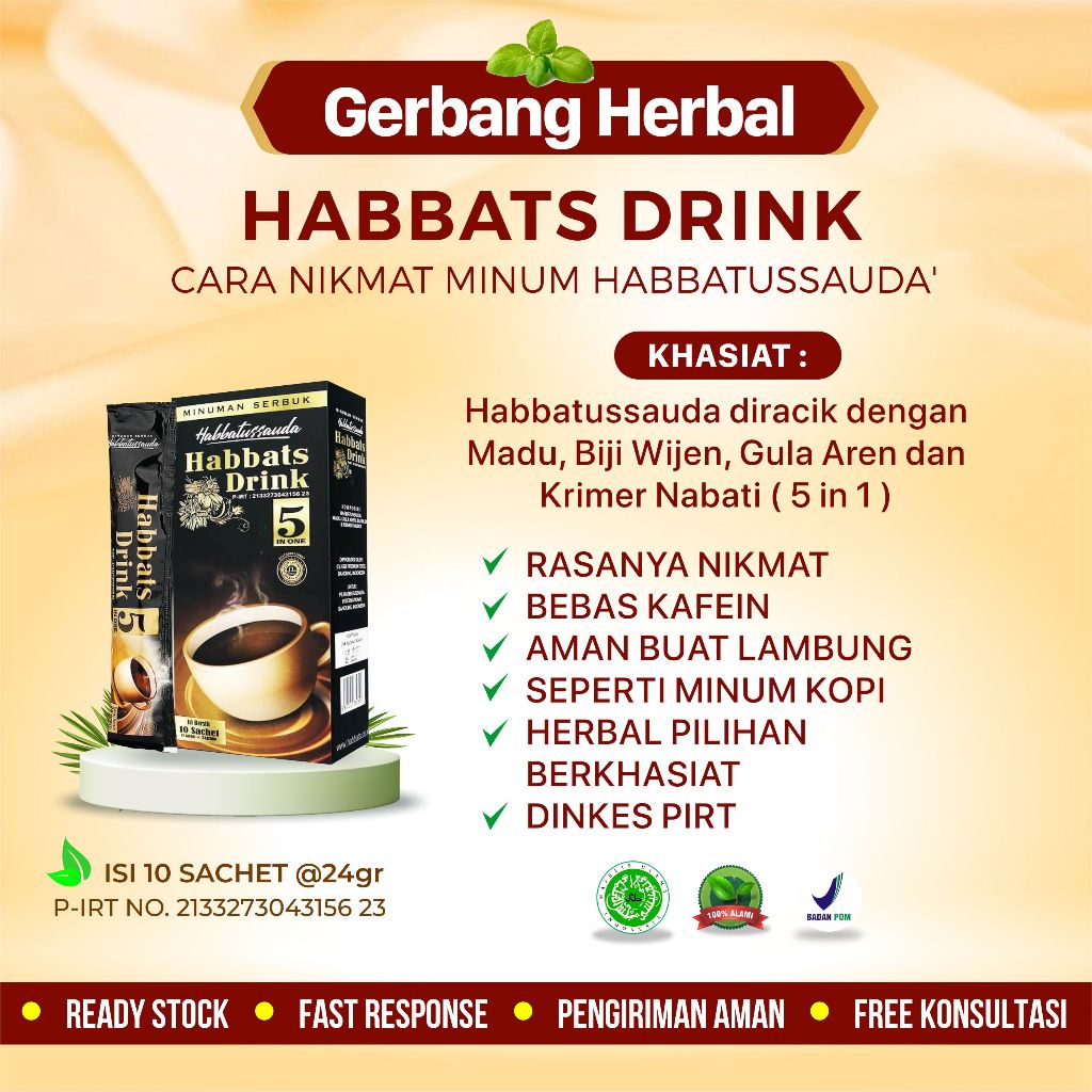 Jual Pengganti Kopi Non Kafein Habbats Drink Isi 10 Sachet Habbat Drink ...