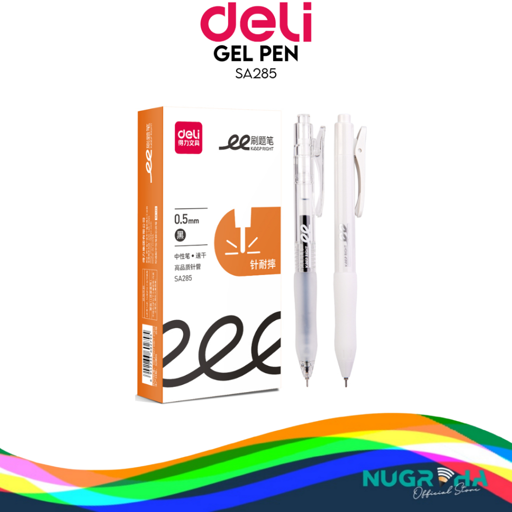 Jual Deli Gel Pen Pulpen Gel Retractable Tinta Hitam 0.5mm SA285 ...