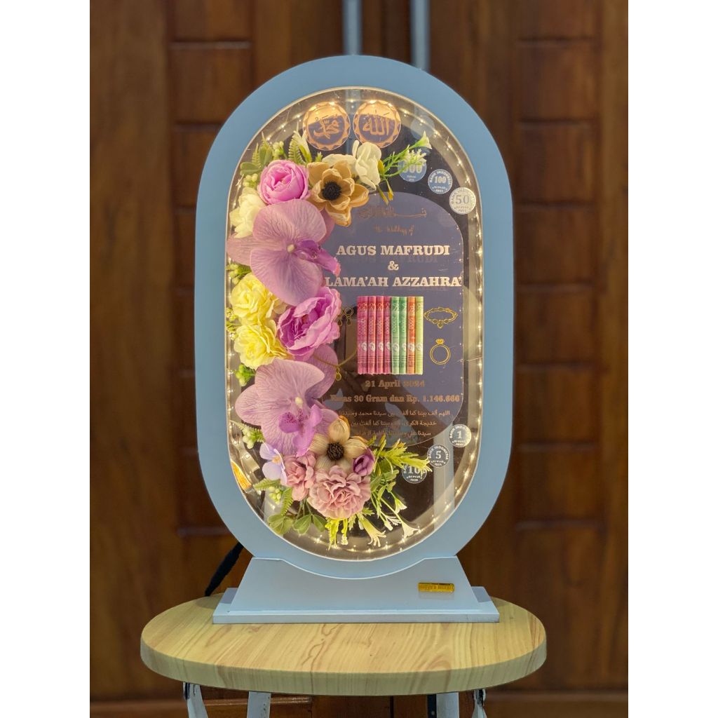 Jual 1 HARI JADI Mahar Pernikahan Premium Oval 25x40 cm akrilik mirror ...