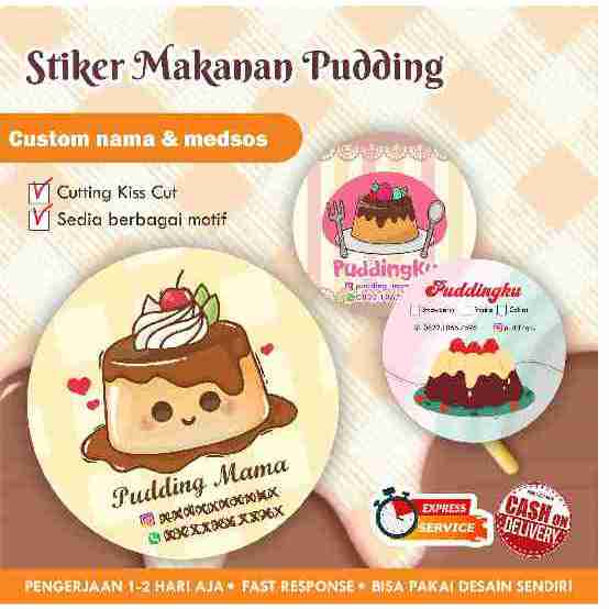 Jual [170 pcs] Stiker Pudding / Puding Cromo bulat / Label kemasan ...