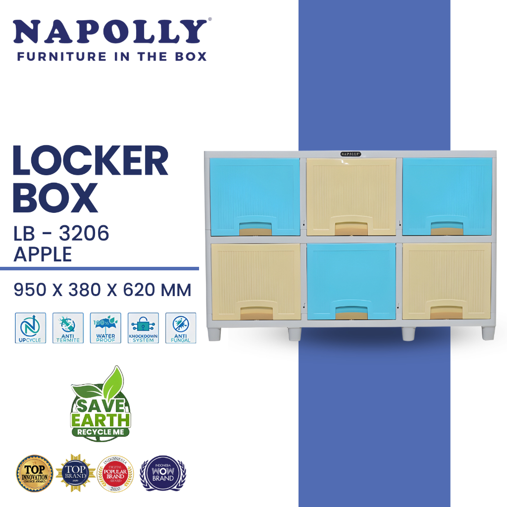 Jual Napolly Locker Box 3206 - 6 Laci Penyimpanan | Shopee Indonesia