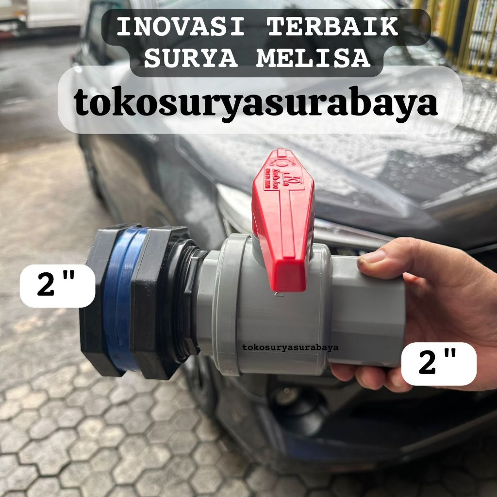 Jual SET Ball Valve + Mur Tandon 2" Bulkhead 2" Inch Stop kran 2 ...