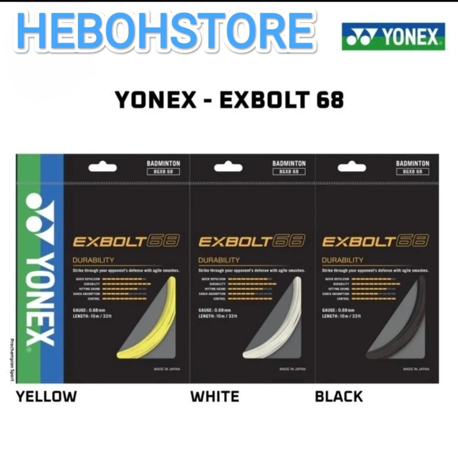 Jual Senar Badminton YONEX ORIGINAL STRING YONEX EXBOLT 68 ORIGINAL ...