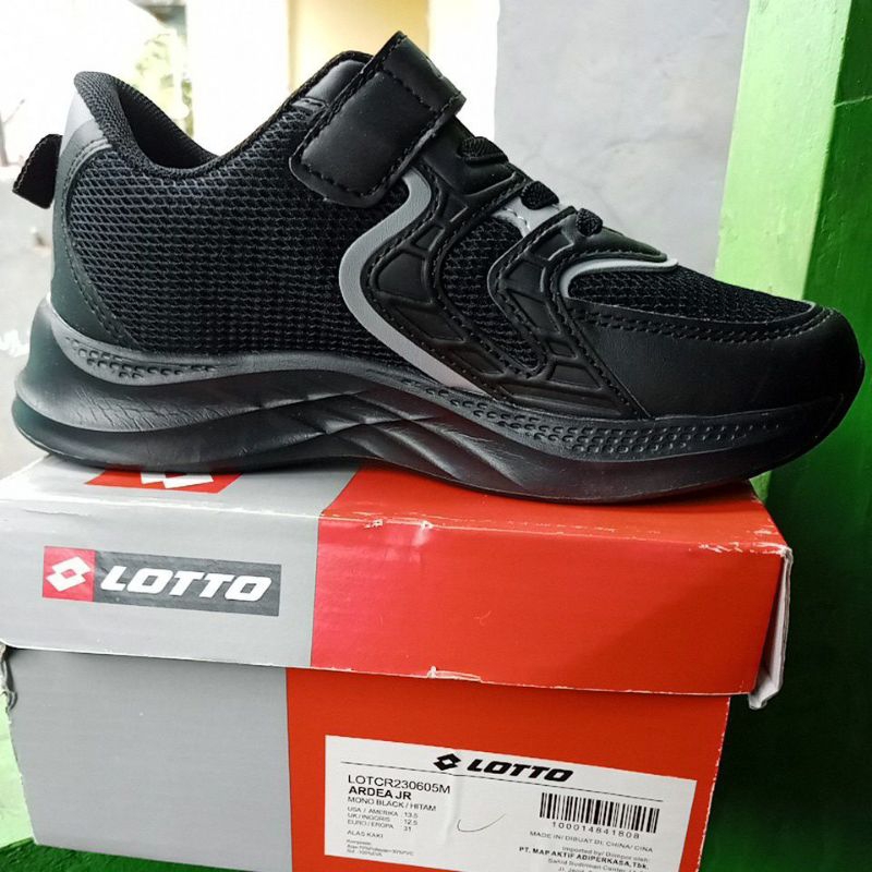 Jual Sepatu anak Lotto Ardea JR Kids Mono black/full Hitam running ...