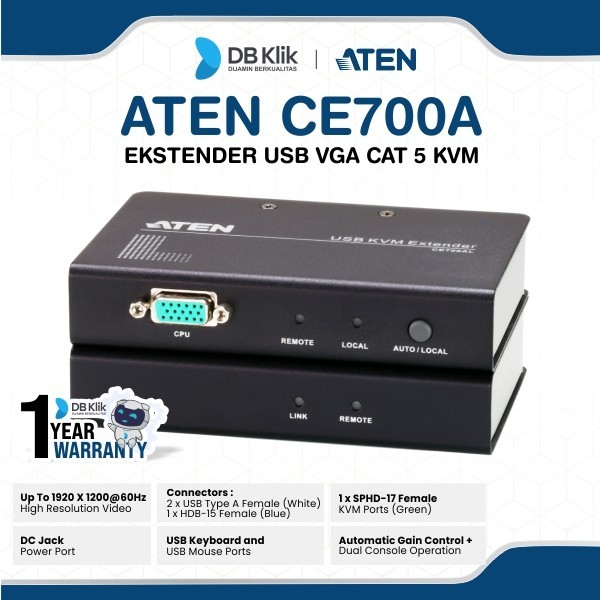 Jual Aten CE700A Usb Vga Cat 5 KVM Extender 150m - Extender Vga to RJ45 ...
