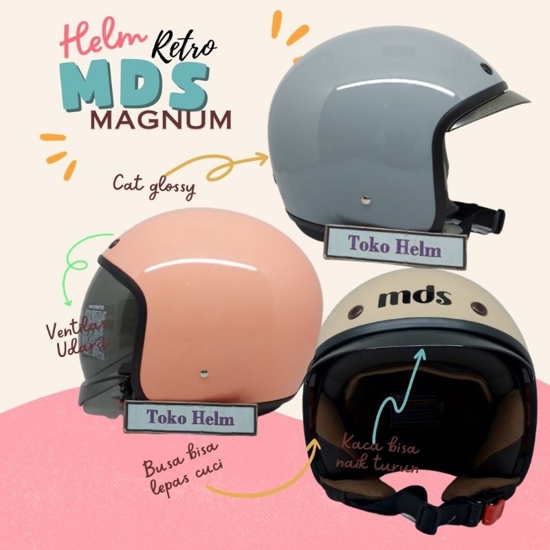 Jual Helm half face MDS MAGNUM || helm retro | Shopee Indonesia