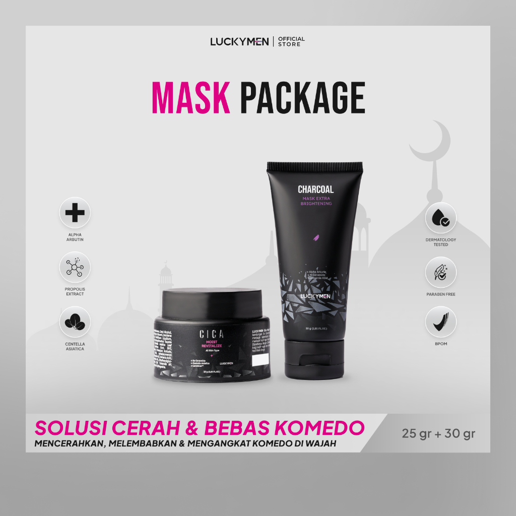 Jual LUCKYMEN Mask Package (Charcoal + Cica Moist) | Shopee Indonesia