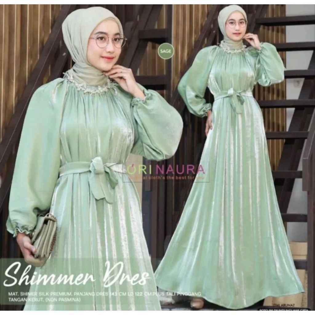 Jual Shimmer Dress Baju Gamis Wanita Terbaru Ootd Lebaran 2024 Bahan ...