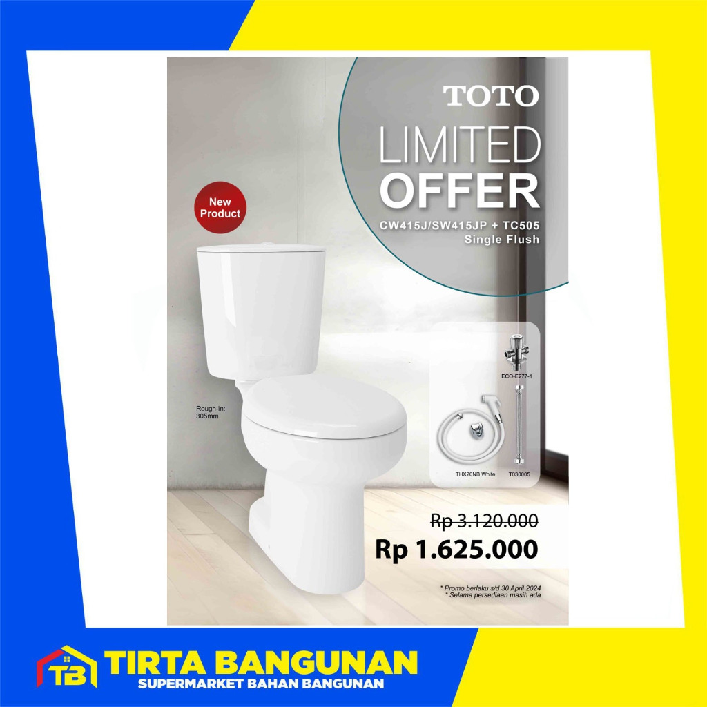 Jual TOTO CW415J/SW415JP TC505 CLOSET DUDUK WC DUDUK/ TOILET FREE ...