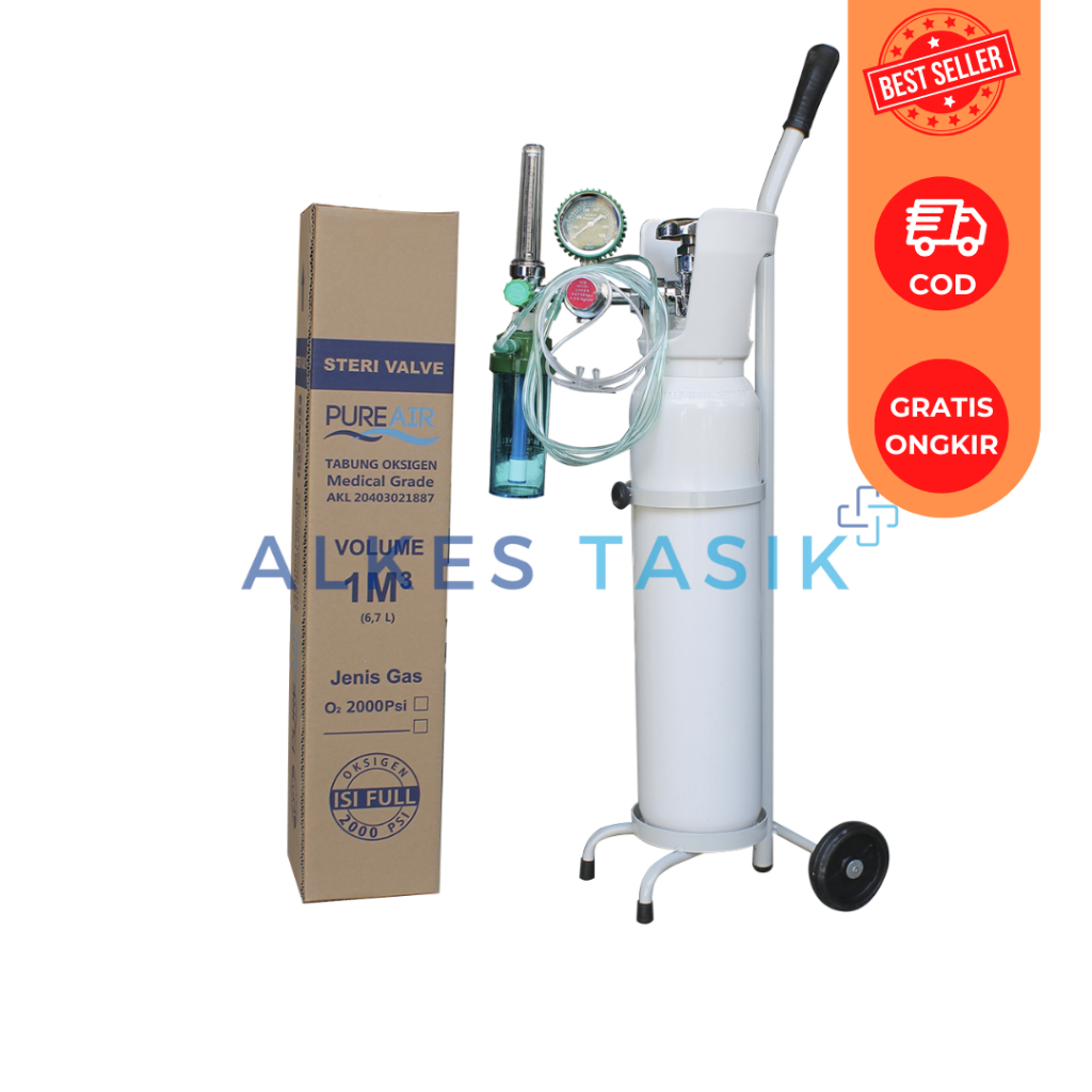 Jual Tabung Oksigen 1m3 Lengkap Regulator Trolly Medis Oxygen | Shopee Indonesia