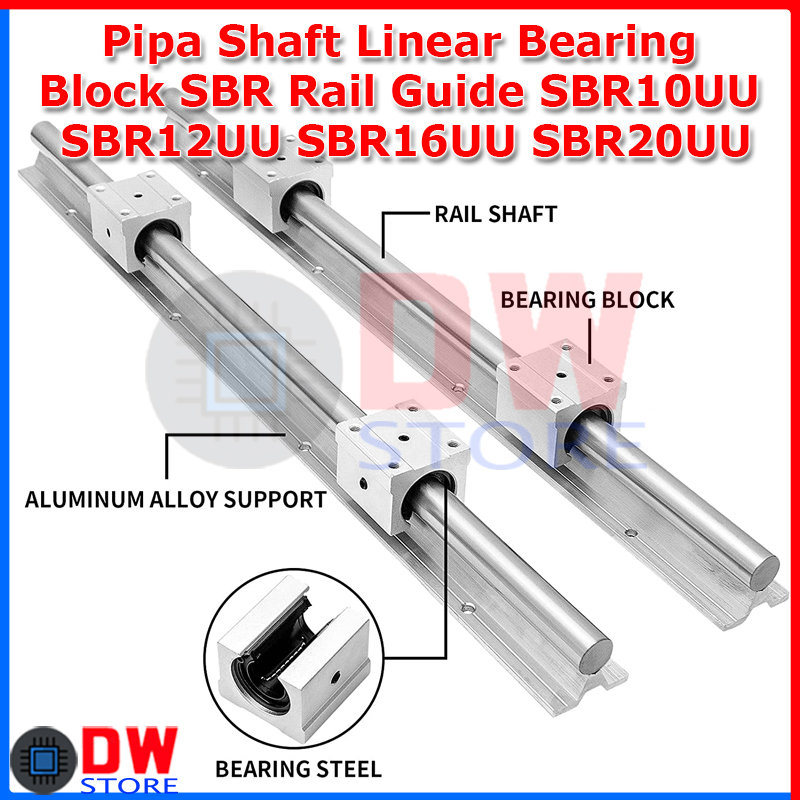 Jual Pipa Shaft Rail Guide SBR Linear Bearing Block SBR10 SBR12 SBR16 SBR20 150cm 150 cm 1.5m 1. ...