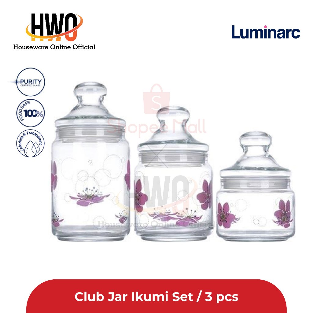 Jual Luminarc Toples Club Jar Ikumi Set / 3 pcs | Shopee Indonesia