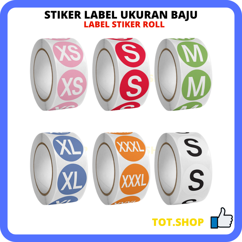Jual 1 Roll Isi -+500pcs Sticker Label Size Baju Stiker Ukuran Pakaian ...