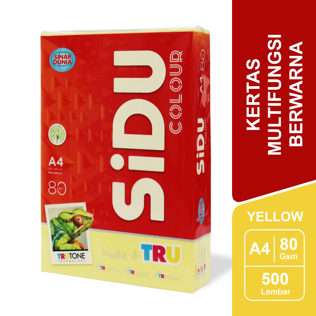 Jual SiDU Kertas Fotocopy Warna Kuning/Yellow 80 GSM A4 1 RIM - SDU CLR 80 A4 160G | Shopee ...