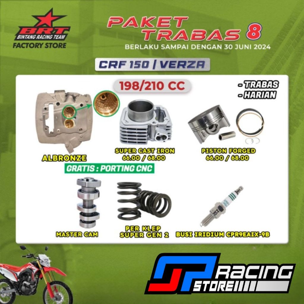 Jual Paket Bore UP CRF 150 - Head - Blok Piston - Noken As - Per Klep - BRT Paket Trabas 8 CRF ...