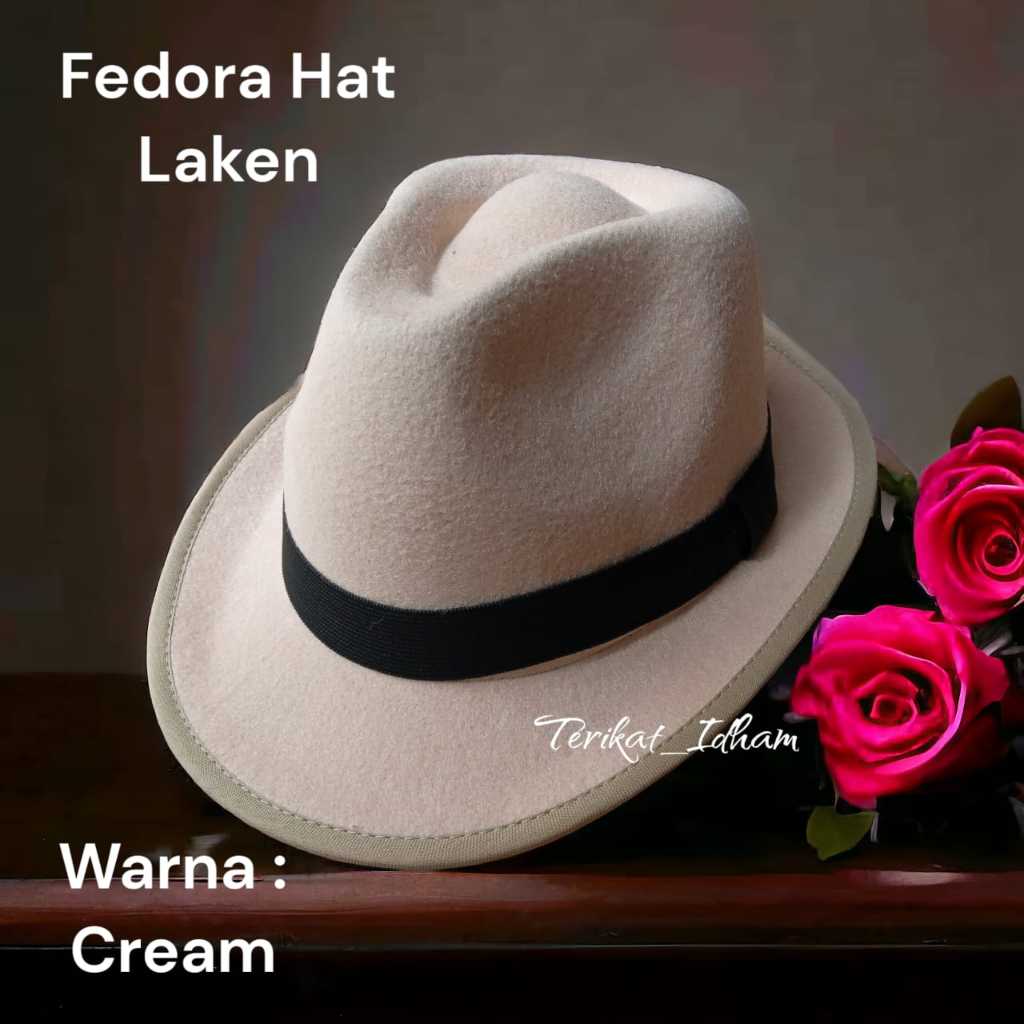 Jual Topi Fedora Hat Quino Fedora Hat Laken Bludru | Shopee Indonesia