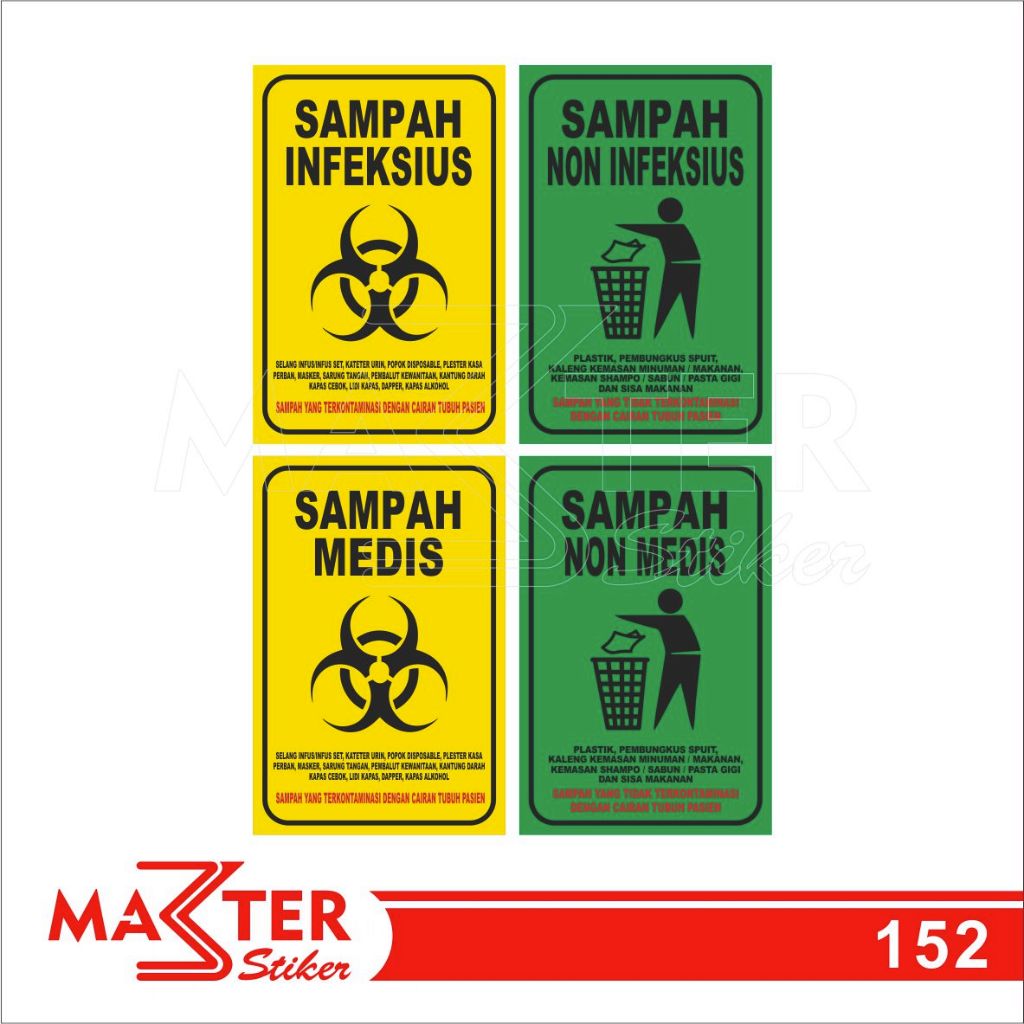 Jual 152 - Stiker Sampah Infeksius dan Non Infeksius, Sampah Medis dan ...