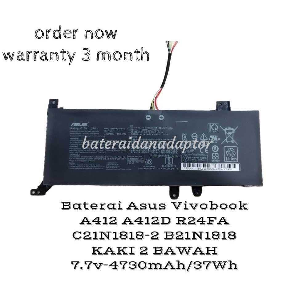 Jual Baterai Asus VivoBook A412 A412D R424FA C21N1818-2 B21N1818 KAKI 2 | Shopee Indonesia