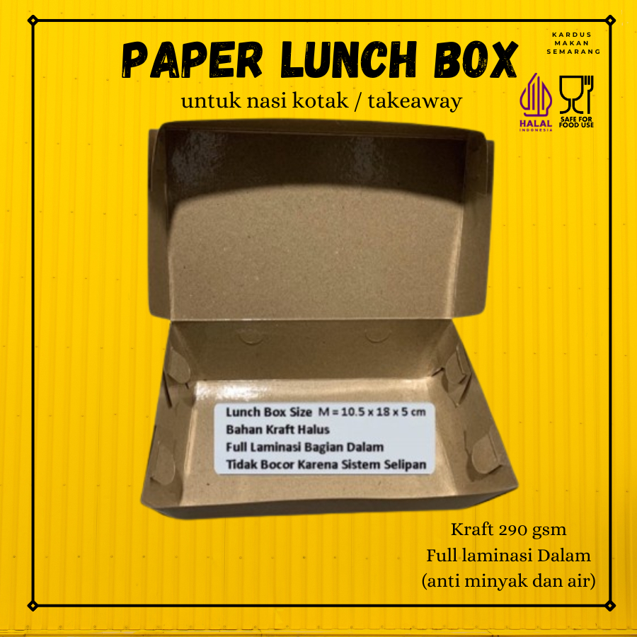 Jual Paper Lunch Box M (18x11x5) - Dus Kraft Medium Full Laminasi Anti ...
