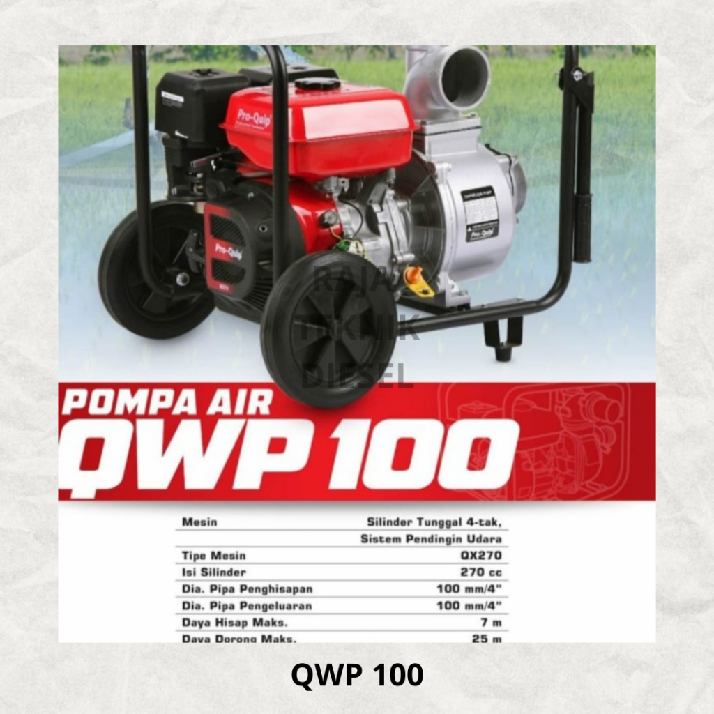 Jual Proquip Mesin Pompa Air Bensin Alkon 4" INCH + RODA Waterpump QWP ...