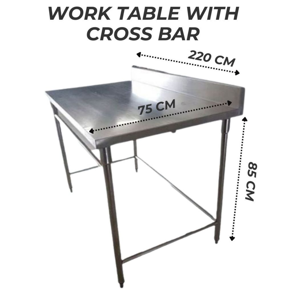 Jual MEJA STAINLESS STEEL (CUSTOM WORK TABLE WITH CROSS BAR 220X75X85 ...