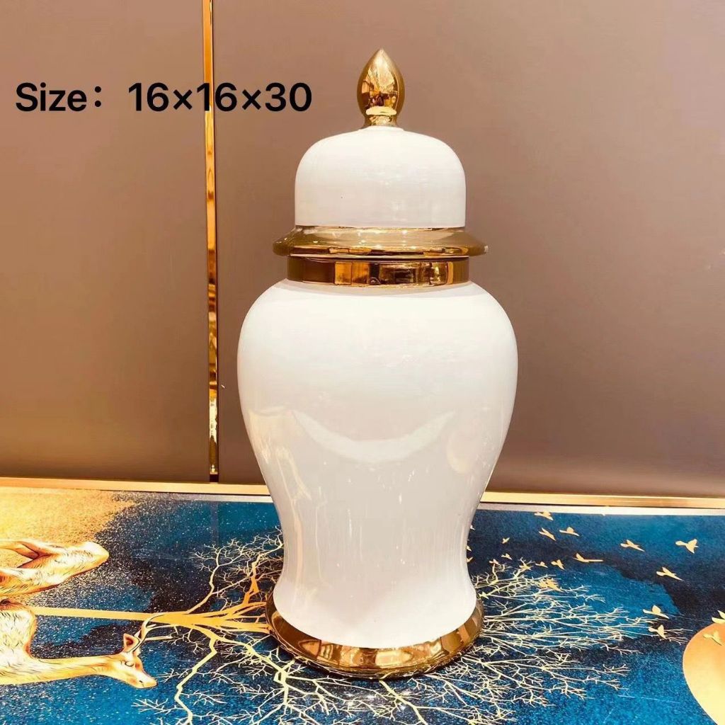 Jual Vas Guci Putih Gold Mewah / Luxury Decorative White Gold Vase ...