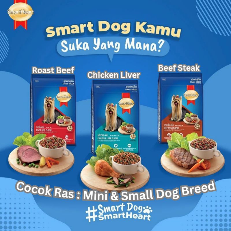 Jual Smartheart Small Breed Adult Ras Mini dan Kecil Makanan Anjing (1. ...