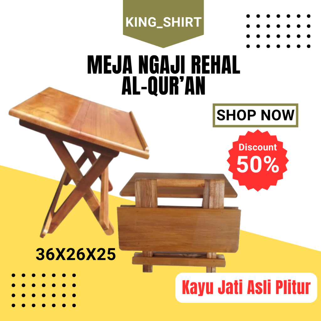 Jual Meja Rehal Rekal Al Qur'an Ngaji Lipat Miring Plitur 36x26 cm Kayu ...