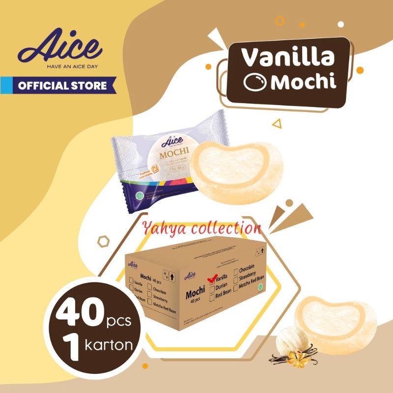 Jual Aice mochi vanilla 1 box isi 40pcs WAJIB TANYA STOCK SEBELUM CO ...