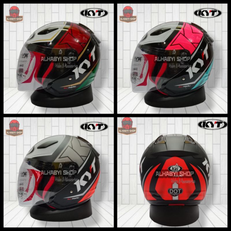 Jual HELM KYT DJ MARU MOTIF #17 | HALF FACE SINGLE VISOR | HELM SNI/DOT | Shopee Indonesia