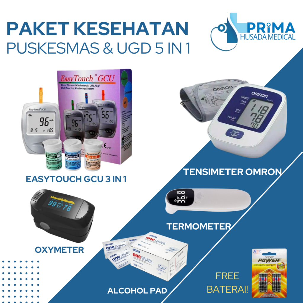 Jual Paket Lengkap Kesehatan PREMIUM 5 IN 1 / Tensimeter Omron Digital ...