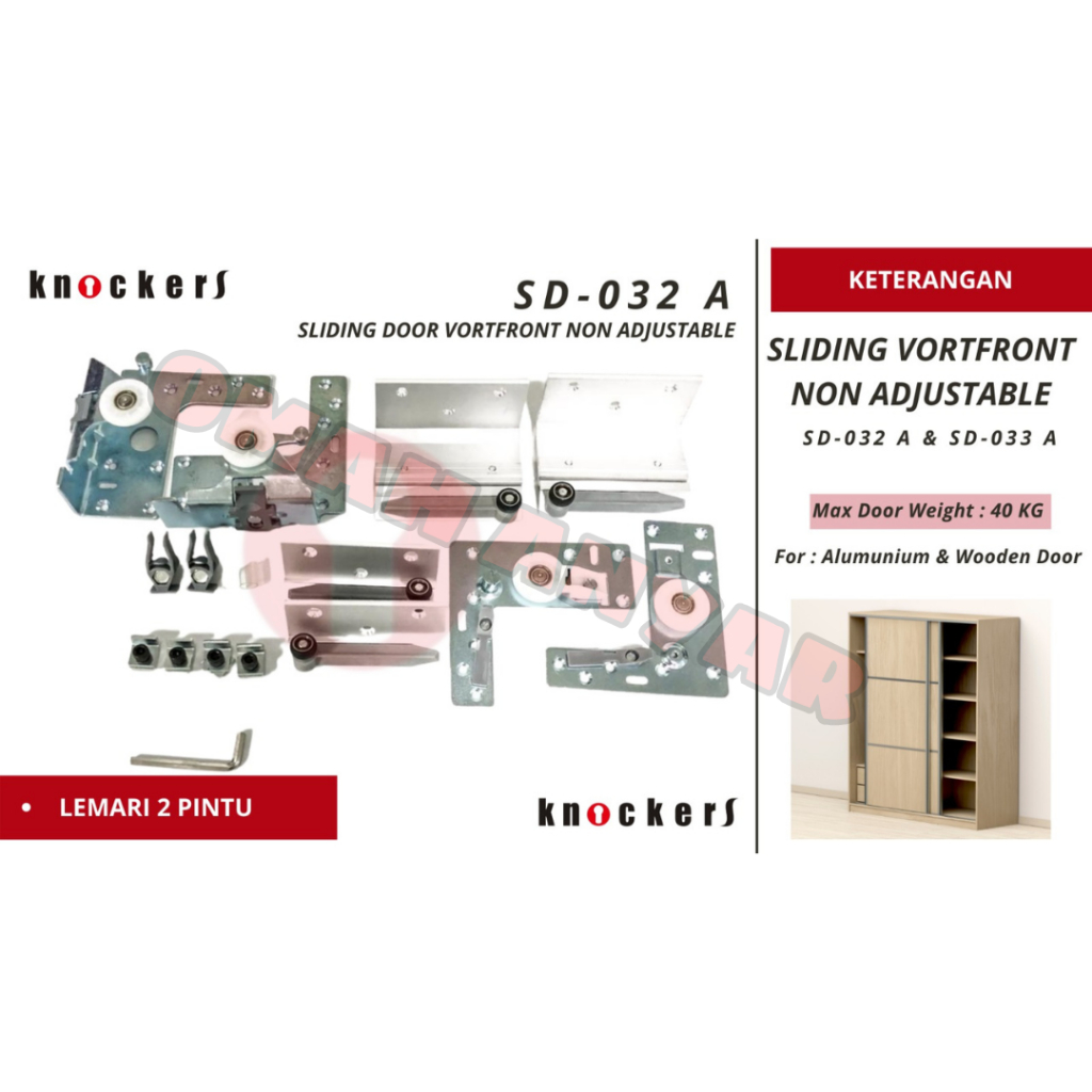 Jual PAKET Rel Roda Sliding Lemari Gantung 2,5M 2 Daun Pintu Knockers BUKAN HETICH HETTICH ...