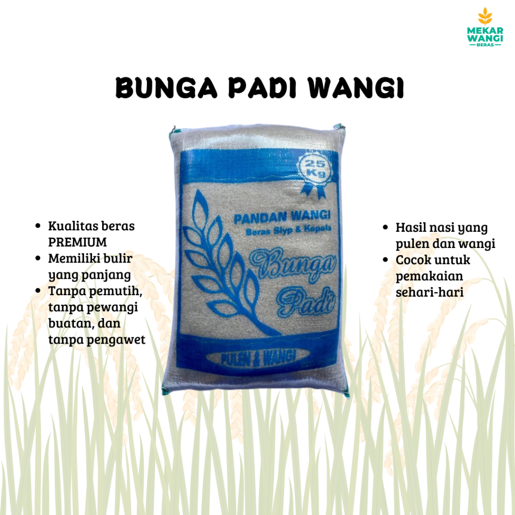 Jual BERAS PANDAN WANGI BUNGA PADI WANGI 25kg | Shopee Indonesia