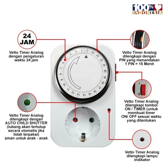 Jual SINTE - Stop Kontak Timer DV ANALOG I Program Timer Otomatis 24 ...