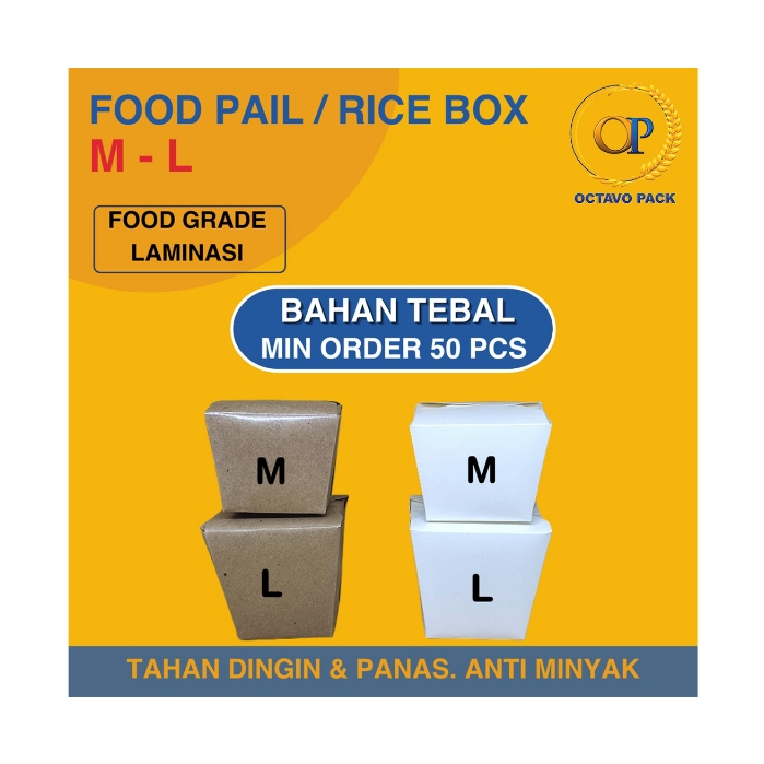 Jual Food Pail Polos / Food Pail Kraft / Food Pail M L / Rice Box ...