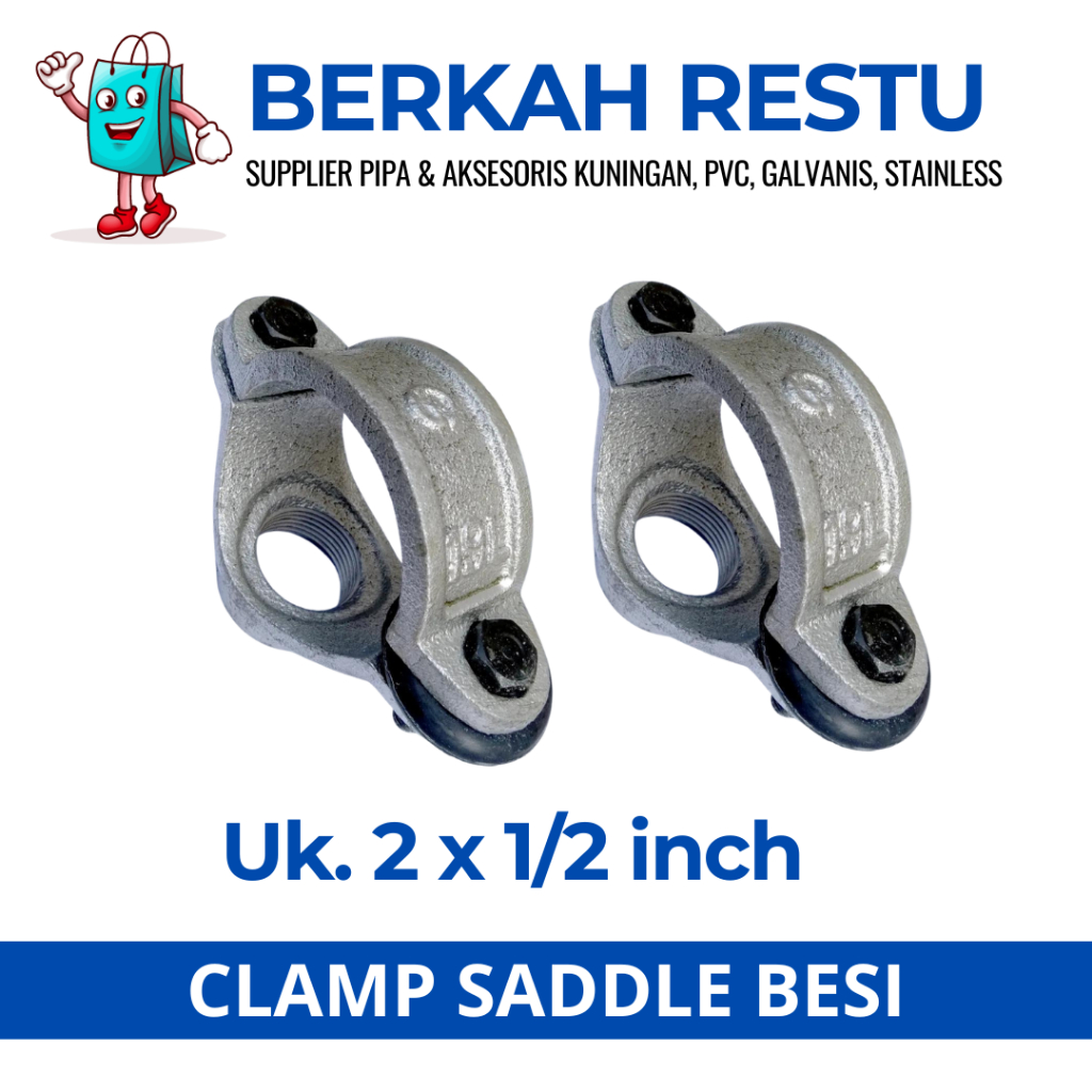 Jual Clamp saddle GI / Klem sadel Besi ukuran 2" x 1/2" Inch | Shopee ...