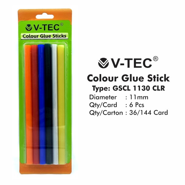 Jual V-TEC GLUE STICK GSCL 1130 COLOR - ISI LEM TEMBAK BESAR WARNA ...