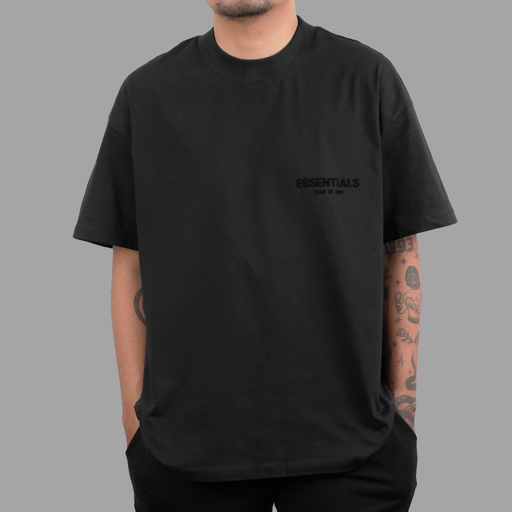 Jual Essentials FOG Flocked Black Tee SS22 | Shopee Indonesia