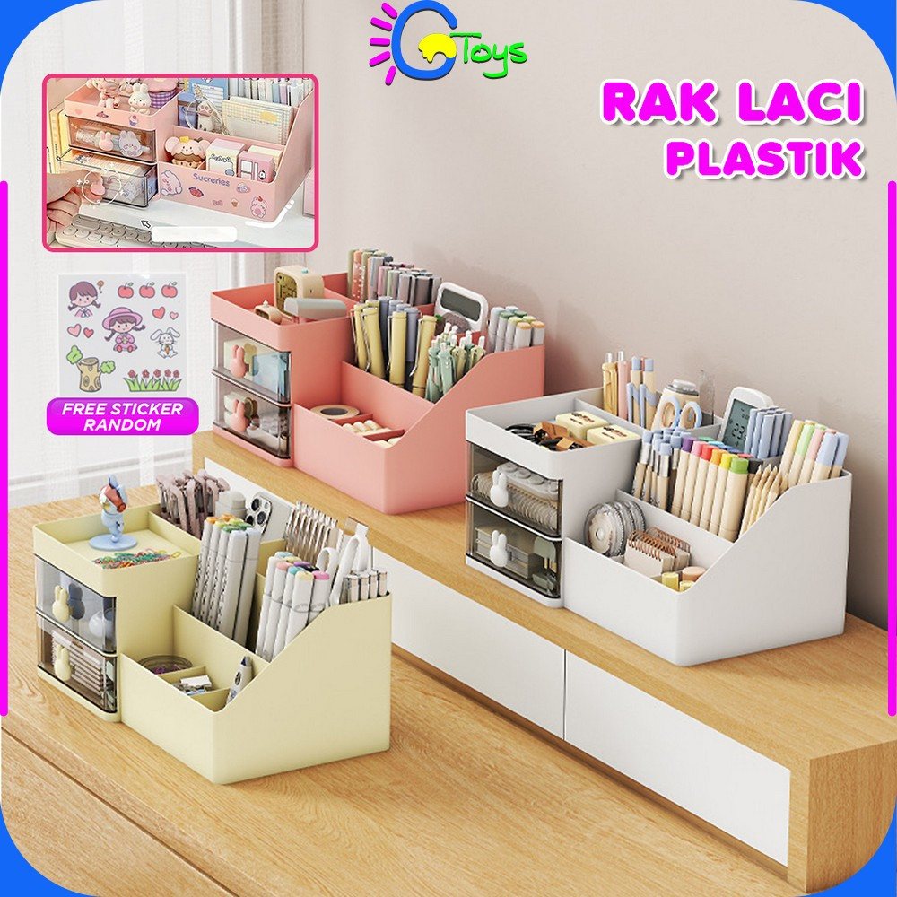 Jual CR-C1014 Rak Plastik dengan Laci 2 Tingkat Motif Bunny Desk ...