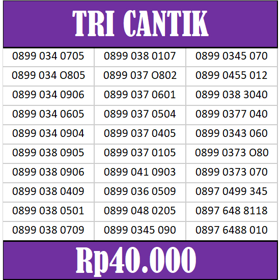 Jual kartu perdana tri cantik perdana three cantik kartu tree | Shopee ...