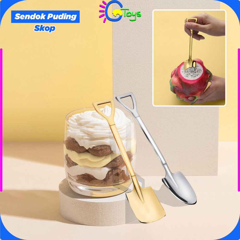Jual CR-C1006 Sendok Dessert Bentuk Sekop Besi Stainless Baja Anti ...