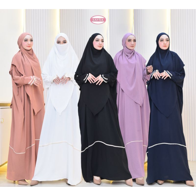 Jual Abaya Syar'i Luna Renda One Set Khimar Sayra Official | Shopee ...